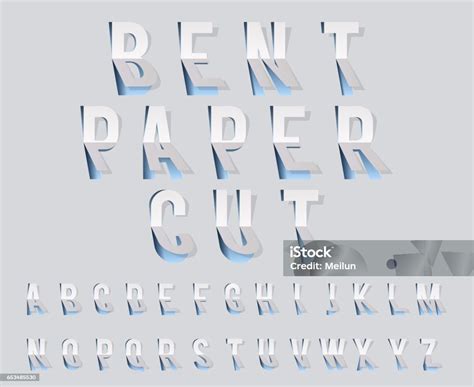 구부러진된 종이 잘라 글꼴 서식 파일 알파벳 벡터 일러스트 레이 션 굽은에 대한 스톡 벡터 아트 및 기타 이미지 굽은