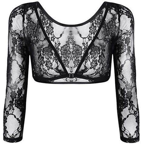 Badu Bg Дамски мрежести дантелени блузи Ежедневни блузи с дълги ръкави и V образно деколте