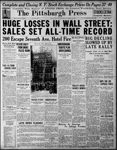 Wall Street Crash 1929 Newspaper Upscaled Digital Download Black