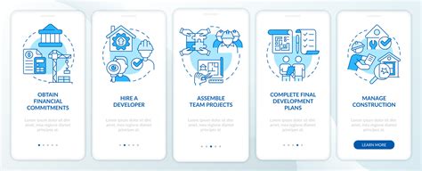 Advices For Housing Development Blue Onboarding Mobile App Screen Walkthrough 5 Steps Editable