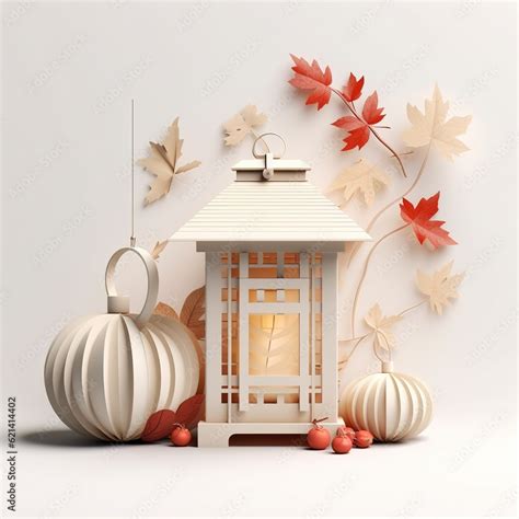 생성형 인공지능으로 만든 케이블에 다양한 크기의 조명이 매달린 밝은 종이 배경 Stock Illustration Adobe Stock