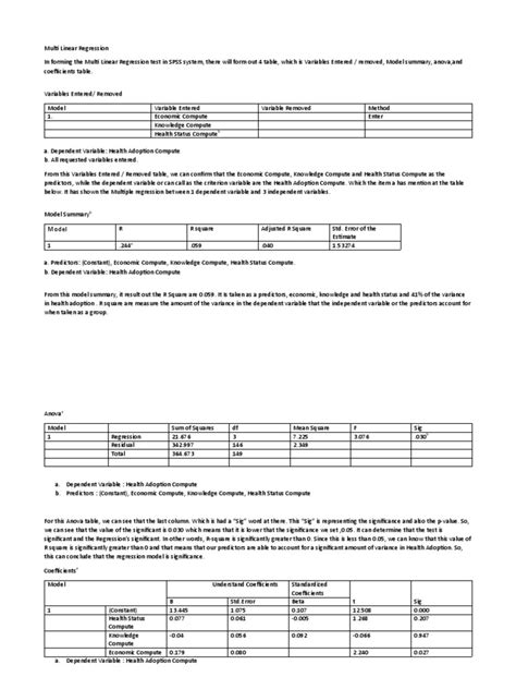Multiple Linear Regression Pdf Dependent And Independent Variables Regression Analysis