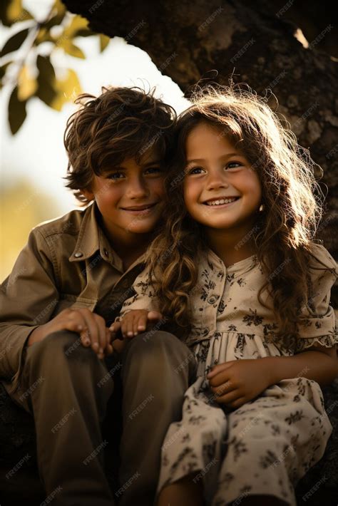 Premium Photo Sibling Bonding Under A Trees Shade