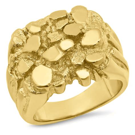 18k Gold Mens 15mm X 20mm Nugget Ring