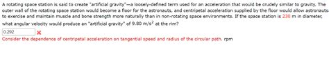 Solved A Rotating Space Station Is Said To Create Chegg
