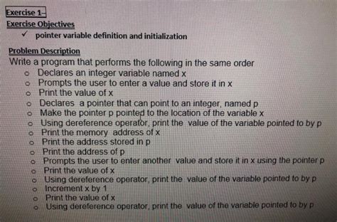 Solved Exercise 1 Exercise Objectives Pointer Variable