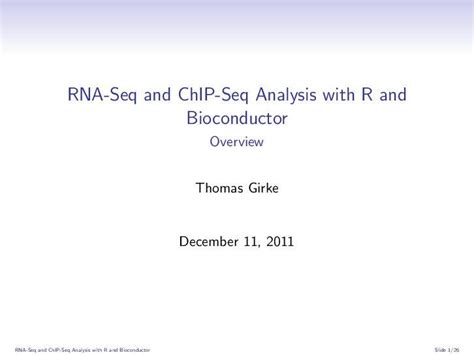 PDF RNA Seq And ChIP Seq Analysis With R And Bioconductor Overviewfaculty Ucr Edu Tgirke
