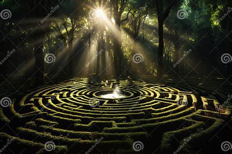 Green Labyrinth In A Large Forest In The Sun Generated By Artificial