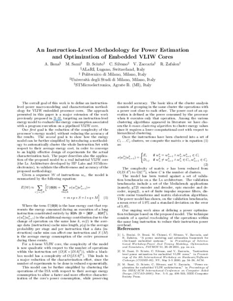 Pdf An Instruction Level Methodology For Power Estimation And