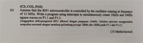 Solved C3 Co2 Po2 Assume That The 8051 Microcontroller