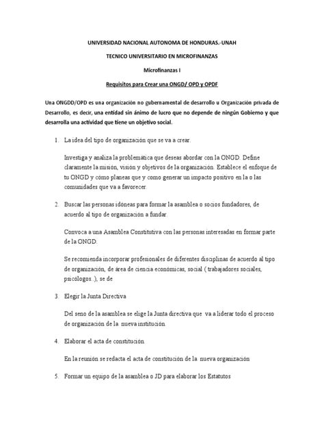 Estatutos Personeria Juridica Y Requisitos Para Crear Una Ongd Opd Y Opdf Pdf