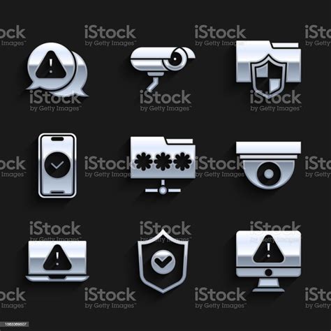 Set Folder With Password Shield Check Mark Monitor Exclamation Security Camera Laptop Smartphone