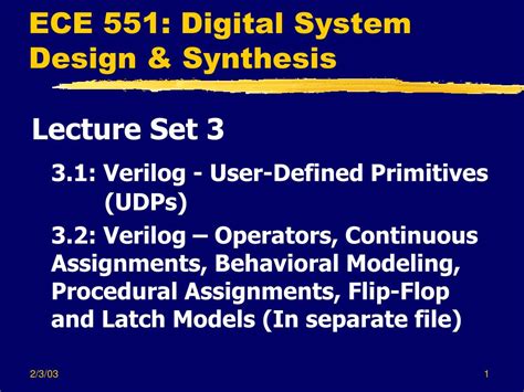 Ppt Ece Digital System Design Synthesis Powerpoint Presentation Id