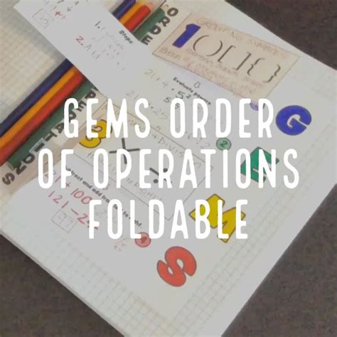 Order Of Operations Gems Foldable Interactive Math Notebook Insert