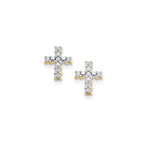 Diamond Cross Earrings 14k Yellow Gold The Jewelry Vine