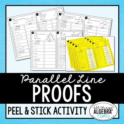 Parallel Line Proofs Peel Stick Activity All Things Algebra