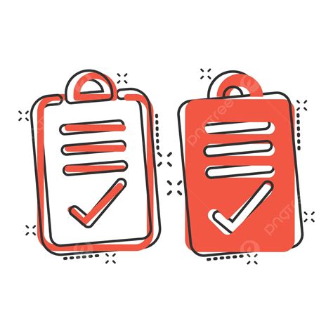 Comicstyle Contract Checkbox Icon On White Background Vector Checklist