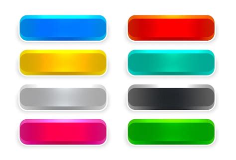 Free Vector Set Of Colorful Web App Button Icon In Rectangle Shape