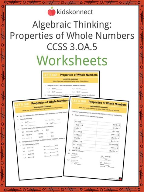 Algebraic Thinking Properties Of Whole Numbers Ccss 3oa5