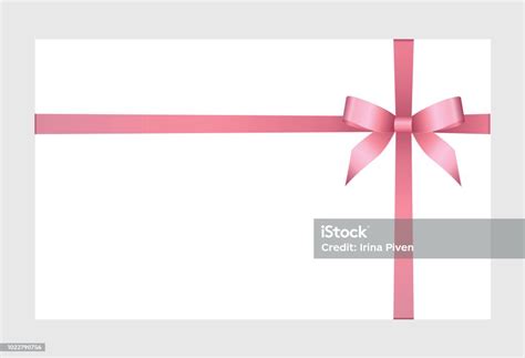 초대장 인사말 또는 선물 카드와 함께 핑크 리본 및 A 활 백색 배경에 선물 상품권 템플릿 텍스트에 대 한 장소입니다 공단에 대한 스톡 벡터 아트 및 기타 이미지 Istock