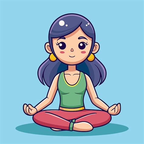 요가 자세로 명상하는 귀여운 만화 소녀 프리미엄 Ai 생성 벡터 요가 자세로 명상하는 귀여운 만화 소녀 프리미엄 Ai 생성 벡터