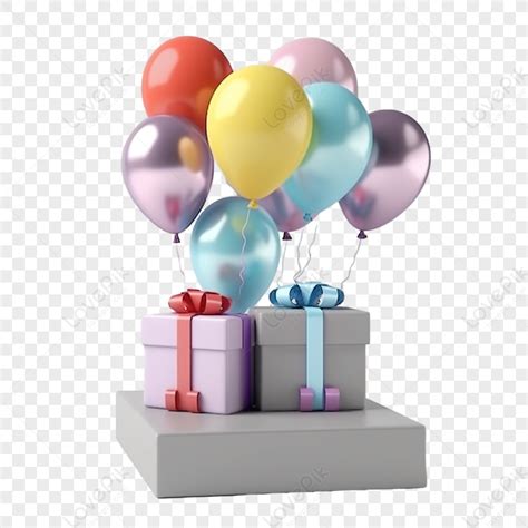 리본과 풍선 3d 렌더링으로 닫힌 선물 상자 현대 휴일 깜짝 상자징후세우다 Png 일러스트 무료 다운로드 Lovepik