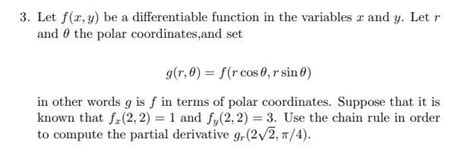 Solved 3 Let Fx Y Be A Differentiable Functio
