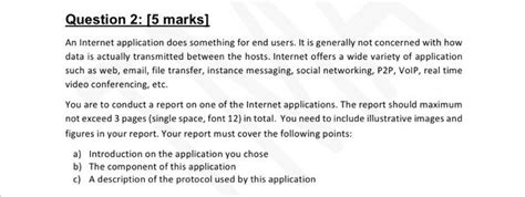 Solved Question 2 5 Marks An Internet Application Does