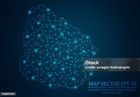 우루과이지도 메쉬 다각형 네트워크 라인3d 디자인 구체 점 및 구조의지도와 어두운 배경에 추상적 인 매쉬 선과 포인트 스케일 벡터 일러스트 레이 션 Eps 10 0명에 대한