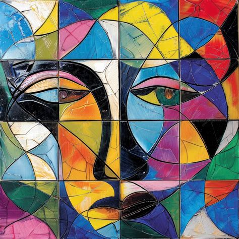 Premium Photo Pablo Picasso Artist Inspired Style Tile Pattern Bright