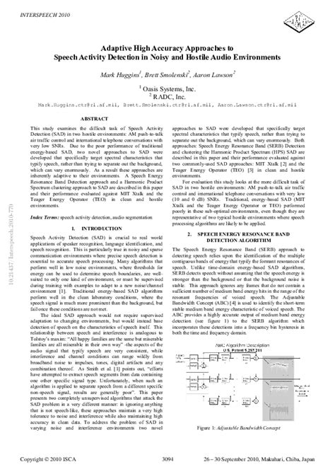 pdf adaptive high accuracy approaches to speech activity detection in noisy and hostile audio