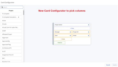 To Configure The Columns Use The New Card Configurator