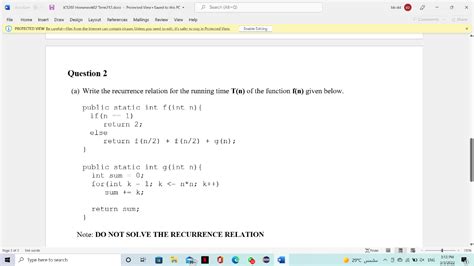 solved write the recurrence relation for the running
