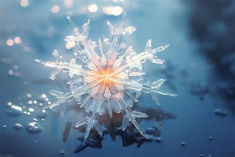 Premium Ai Image Snow Flake Macro Generative Ai Blur Background Banner Format