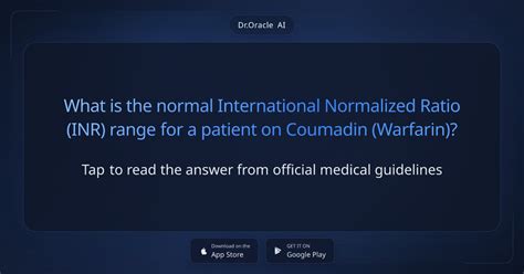 What Is The Normal International Normalized Ratio Inr Range For A Patient On Coumadin Warfarin