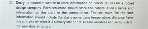 Solved 23 Design A Nested Structure To Store Information On