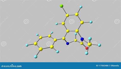 Diazepam Molecular Structure Isolated On Grey Stock Illustration Illustration Of Structure