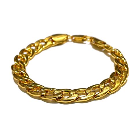 Golden Stainless Steel Thick Bracelet Themensdenpk