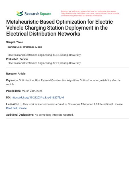 Pdf Metaheuristic Based Optimization For Electric Vehicle Charging Station Deployment In The