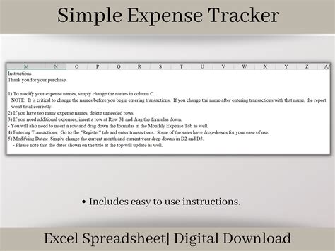 Simple Expense Tracker Excel Template Automatically Calculates And Groups Expenses Etsy