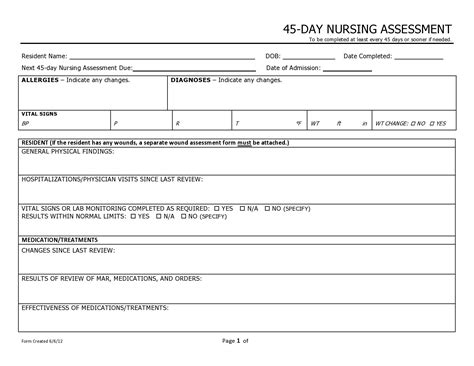 39 Printable Nursing Assessment Forms Examples