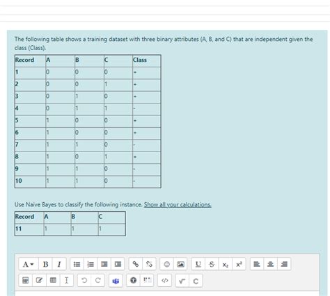Solved The Following Table Shows A Training Dataset With Chegg