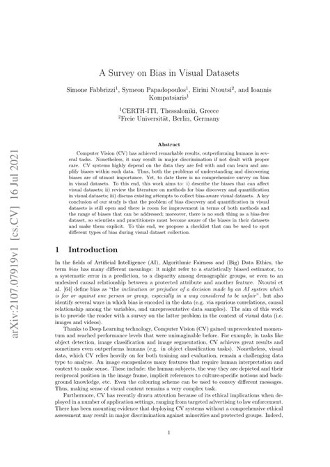 Pdf A Survey On Bias In Visual Datasets