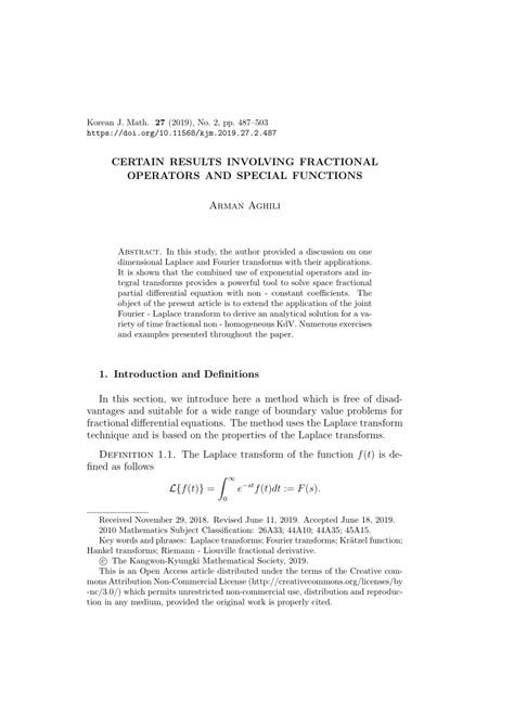 Pdf Certain Results Involving Fractional Operators And Special Functions