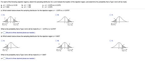 Solved For Each Of The Following Rejection Regions Sketch