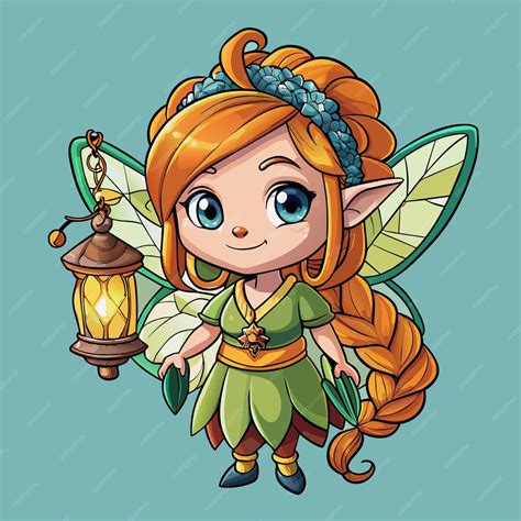 A Cartoon Image Of A Fairy With A Lantern And A Lantern Premium Ai