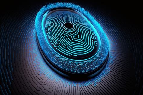 Premium Photo Biometrics Identification And Cyber Security Concept Glowing Neon Fingerprint On