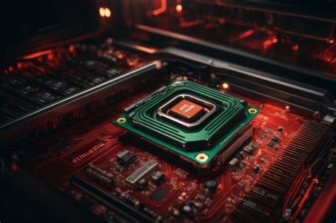 Premium AI Image Closeup Of Electronic Circuit Board With Microchips And Processor