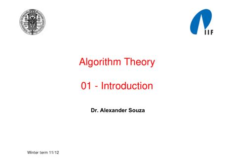 [ppt] Algorithm Theory Algorithm Theory 01 01 Introduction I T D Ti