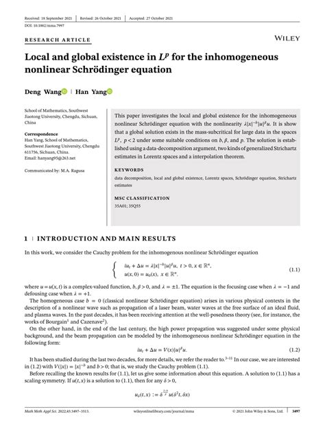 Local And Global Existence In L For The Inhomogeneous Nonlinear Schrödinger Equation Request Pdf